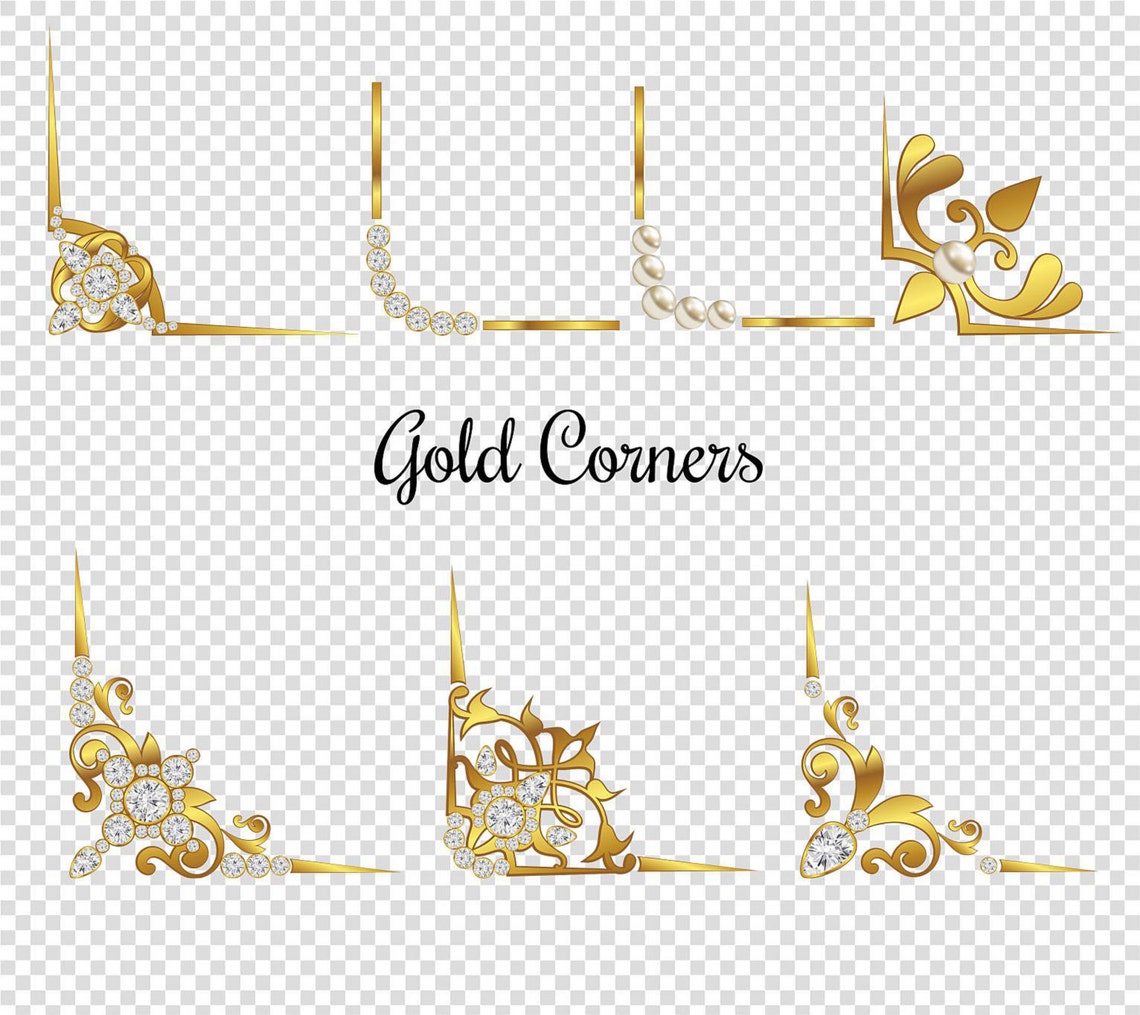 Gold Corner Page Divider Clipart. Set of 15 various | Etsy