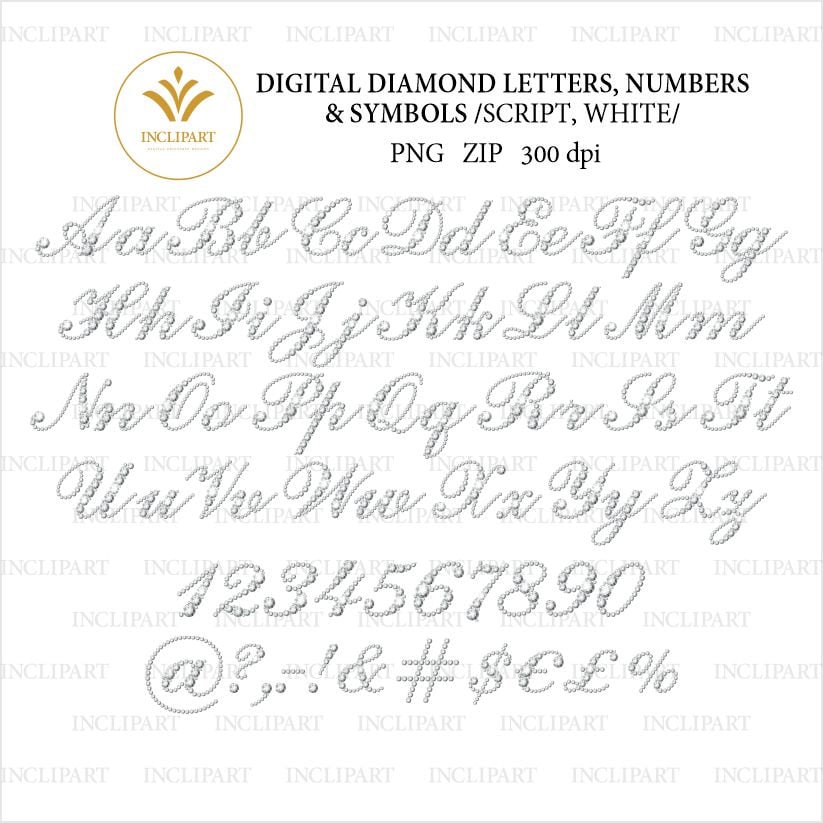 Diamond Alphabet Script. Digital Letters Numbers Symbols | Etsy