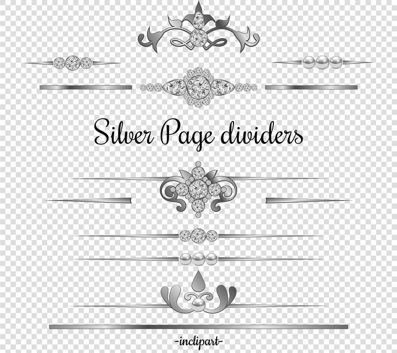 Silver Corner, Page Divider Clipart. 15 Various Decorative Elements in ...