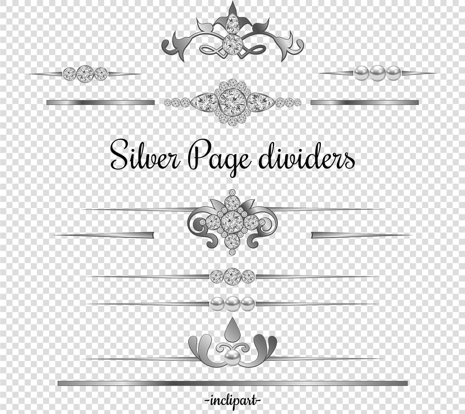 Silver Corner Page Divider Clipart. 15 Various Decorative - Etsy Ireland