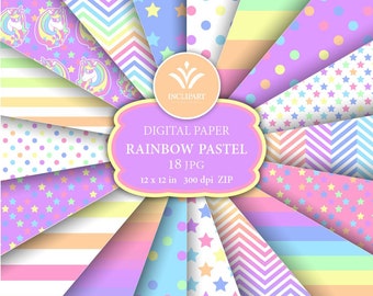 Rainbow Digital Paper - Etsy