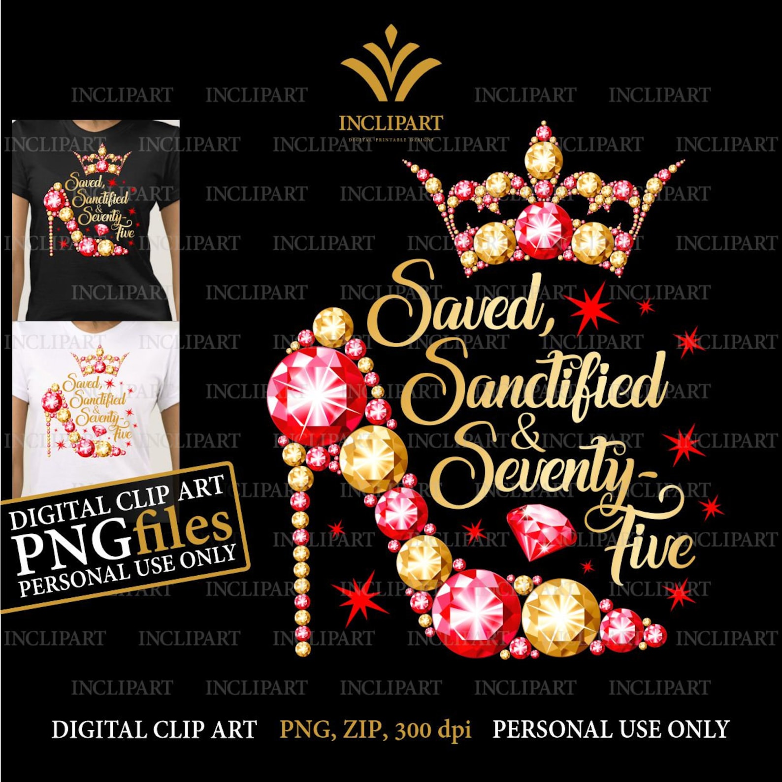 75th Birthday Digital Clipart PNG Format. Saved Sanctified & - Etsy