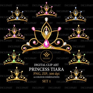 Princess Tiara, Crown PNG Digital Clipart. Gold and Diamonds ...