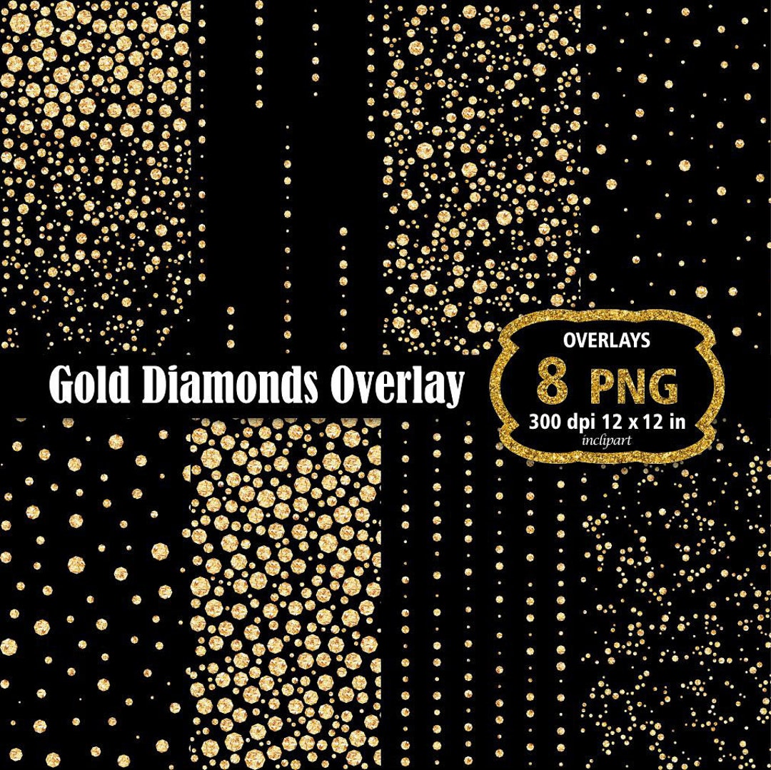 Diamond Overlay Clipart. Gold Diamond, Rhinestone Overlay Clipart ...