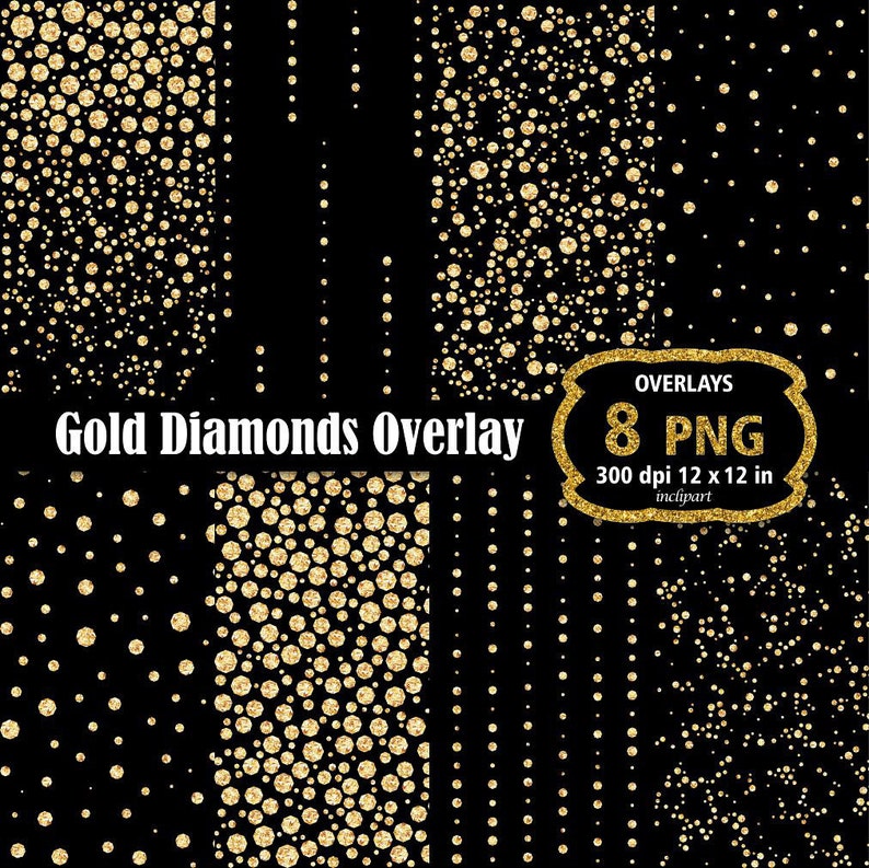 Diamond Overlay Clipart. Gold Diamond Rhinestone Overlay - Etsy UK