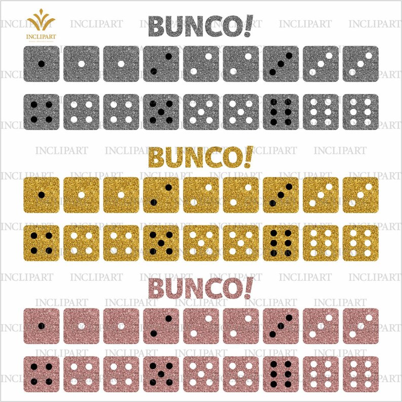 Dice Bunco Digital Clipart PNG File Format. Glitter Silver - Etsy