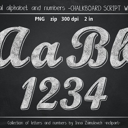 Chalk Numbers Letters & Symbols Clip Art. Chalkboard Alphabet - Etsy