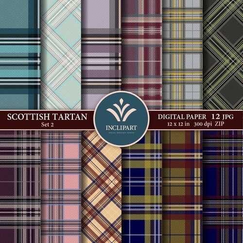 Tartan Digital Paper Clipart. Scottish Plaid Tartan Clipart. - Etsy ...