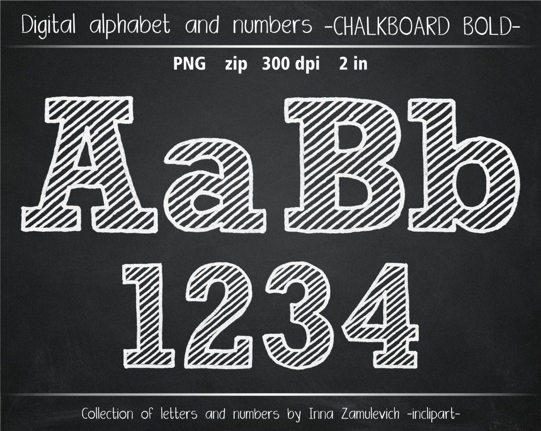 Chalkboard Alphabet Bold Clip Art. Chalk Letters & Numbers Clipart ...