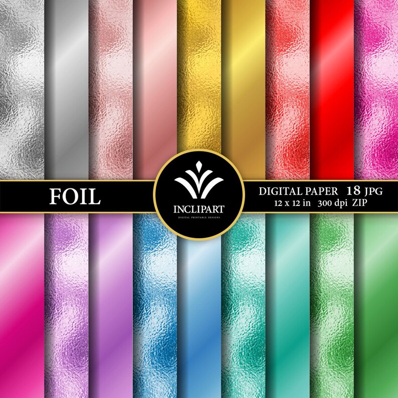 Foil Digital Paper Clipart. Set of 18 JPG Metallic Foil - Etsy UK