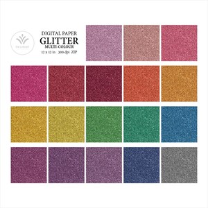 Glitter Digital Paper Clip Art. Set of 18 JPG Multi-colored Glitter ...