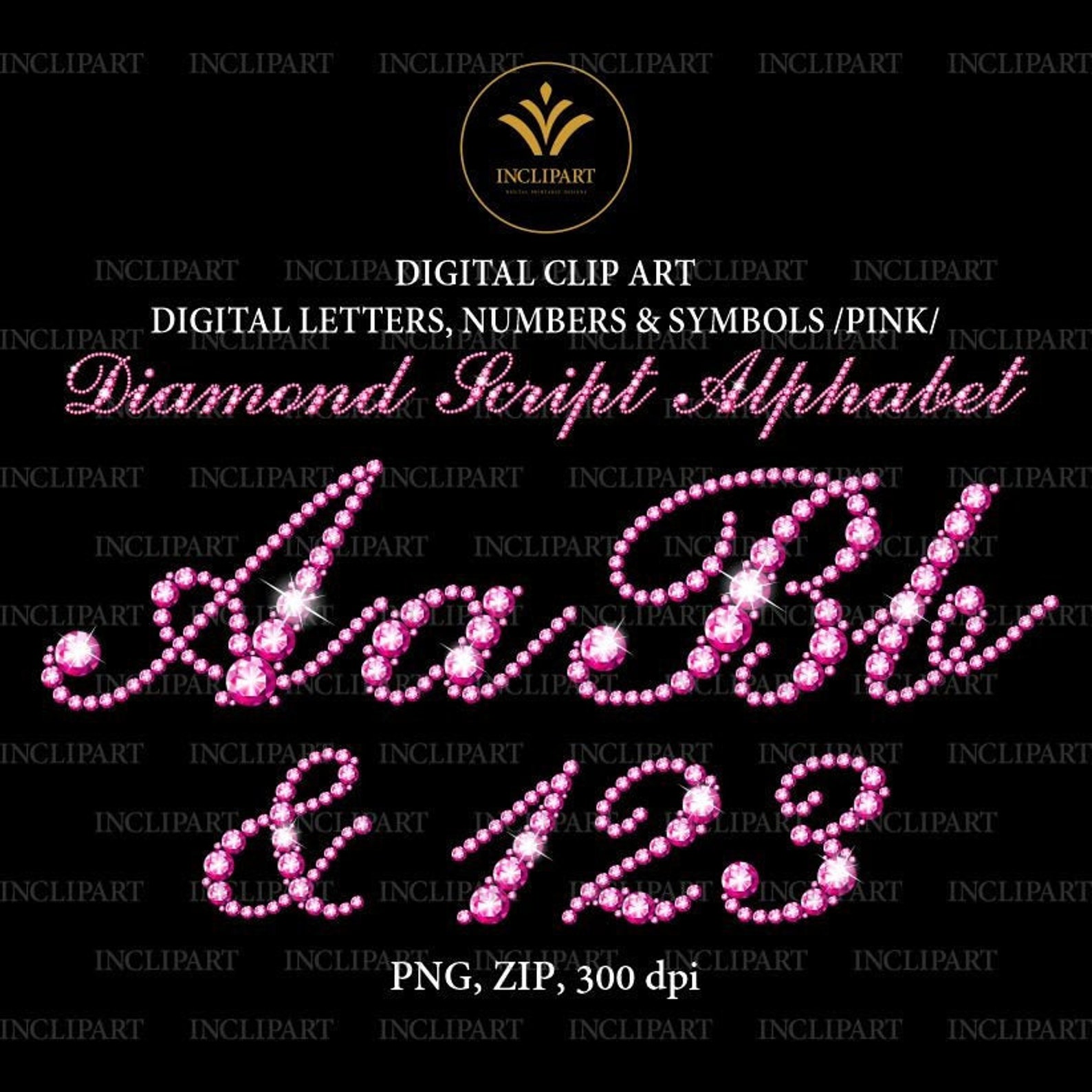 Diamond Alphabet Script. Digital PNG Letters Numbers and - Etsy UK