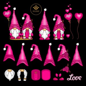 Valentine's Day Gnomes PNG Clipart. Party Clipart. Pink Gnomes, Hearts ...