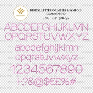 Pink Diamond Letters, Numbers, Symbols Clipart. Pink Diamond ...