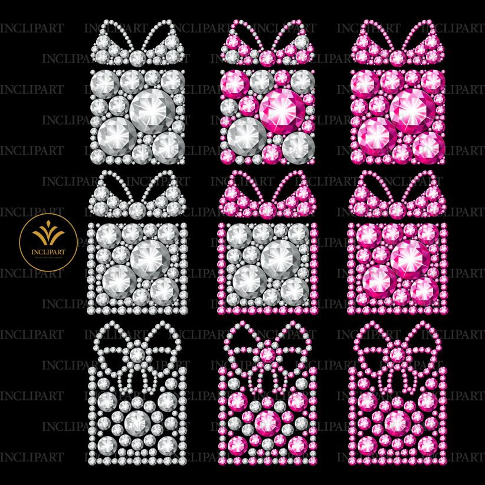Diamond Gift Box Digital Clipart PNG Format. Pink and White | Etsy