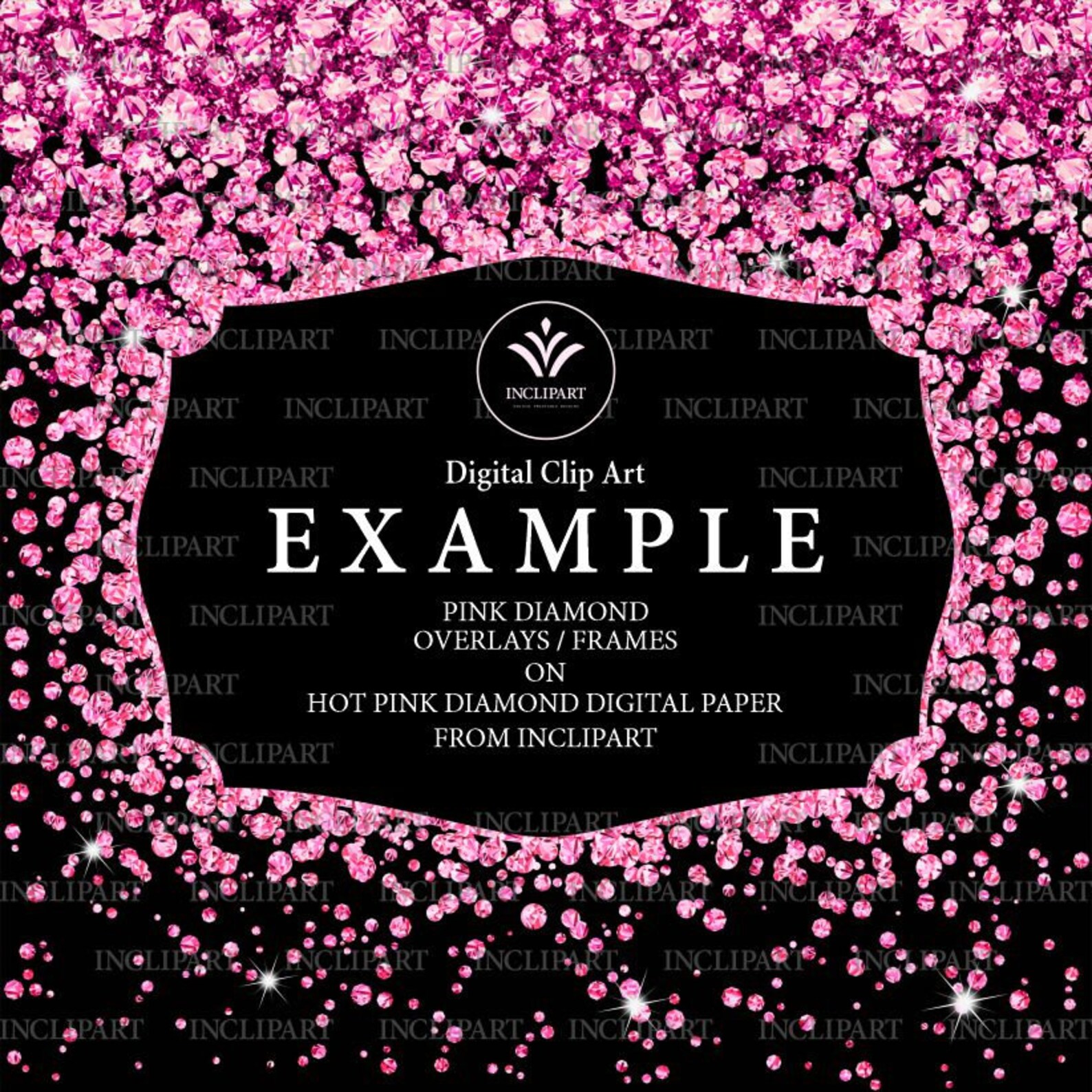 Pink Diamond Frames Overlay Clipart. Digital Sparkle | Etsy UK