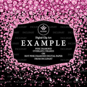 Pink Diamond Frames, Overlay Clipart. Digital Sparkle Rhinestone Frames ...