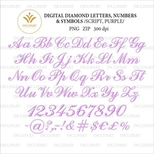 Diamond Alphabet Script Digital Clip Art PNG Files. Letters, Numbers ...