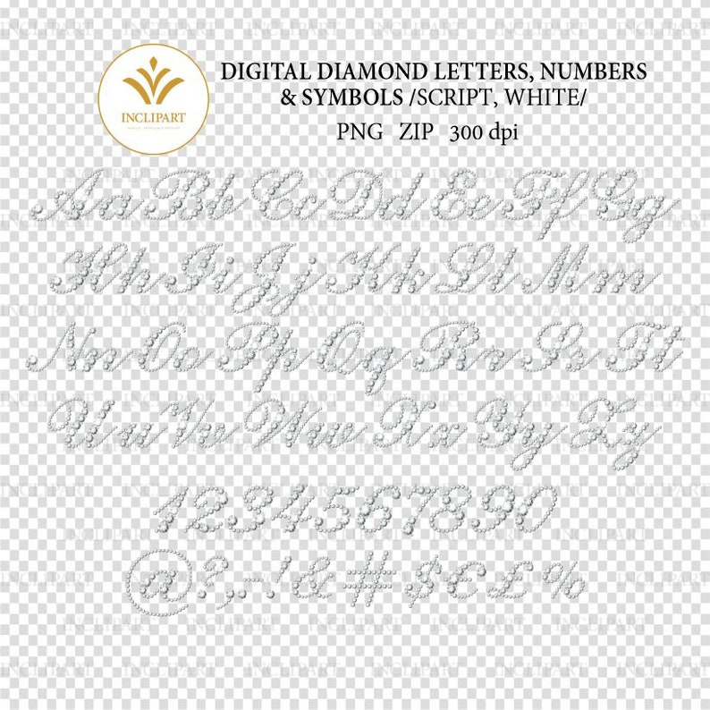 Diamond Alphabet Script. Digital Letters Numbers Symbols - Etsy