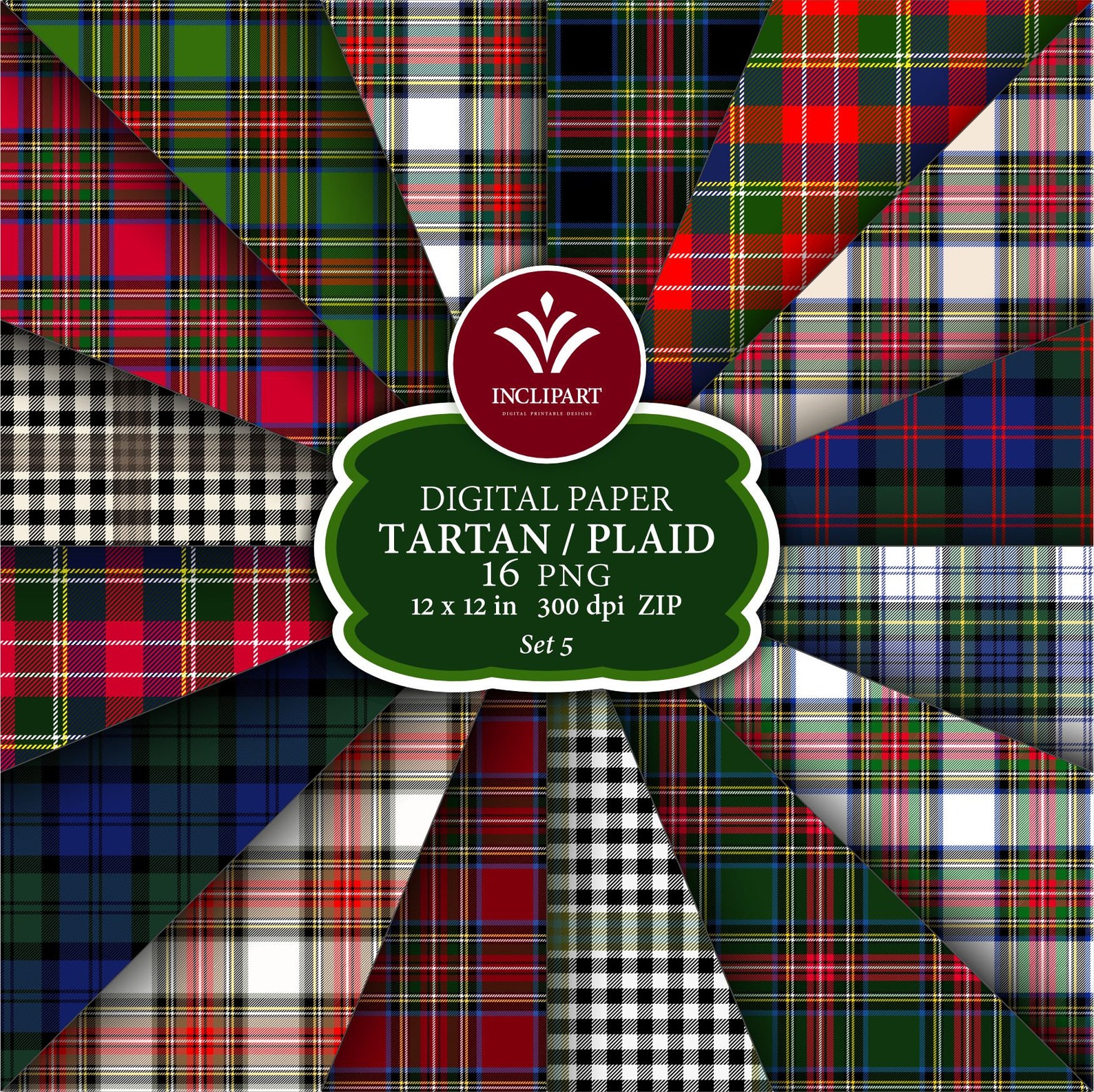 Tartan Digital Paper Clipart. Scottish Plaid Tartan Clipart. - Etsy UK