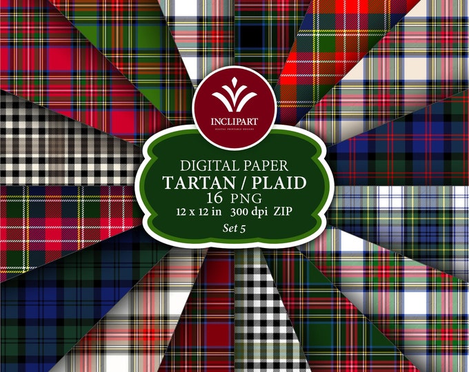 School Plaid Digital Paper Traditional Tartan Patterns and School ...