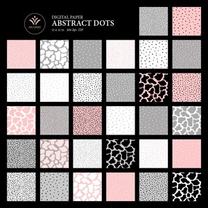 Abstract Dots Digital Paper. Set of 32 JPG Dalmatian, Spotty Pattern ...