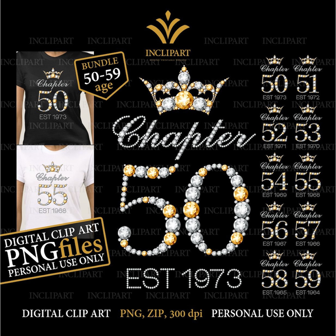 50th Birthday Chapter 50 59 Digital Clipart PNG File Format - Etsy