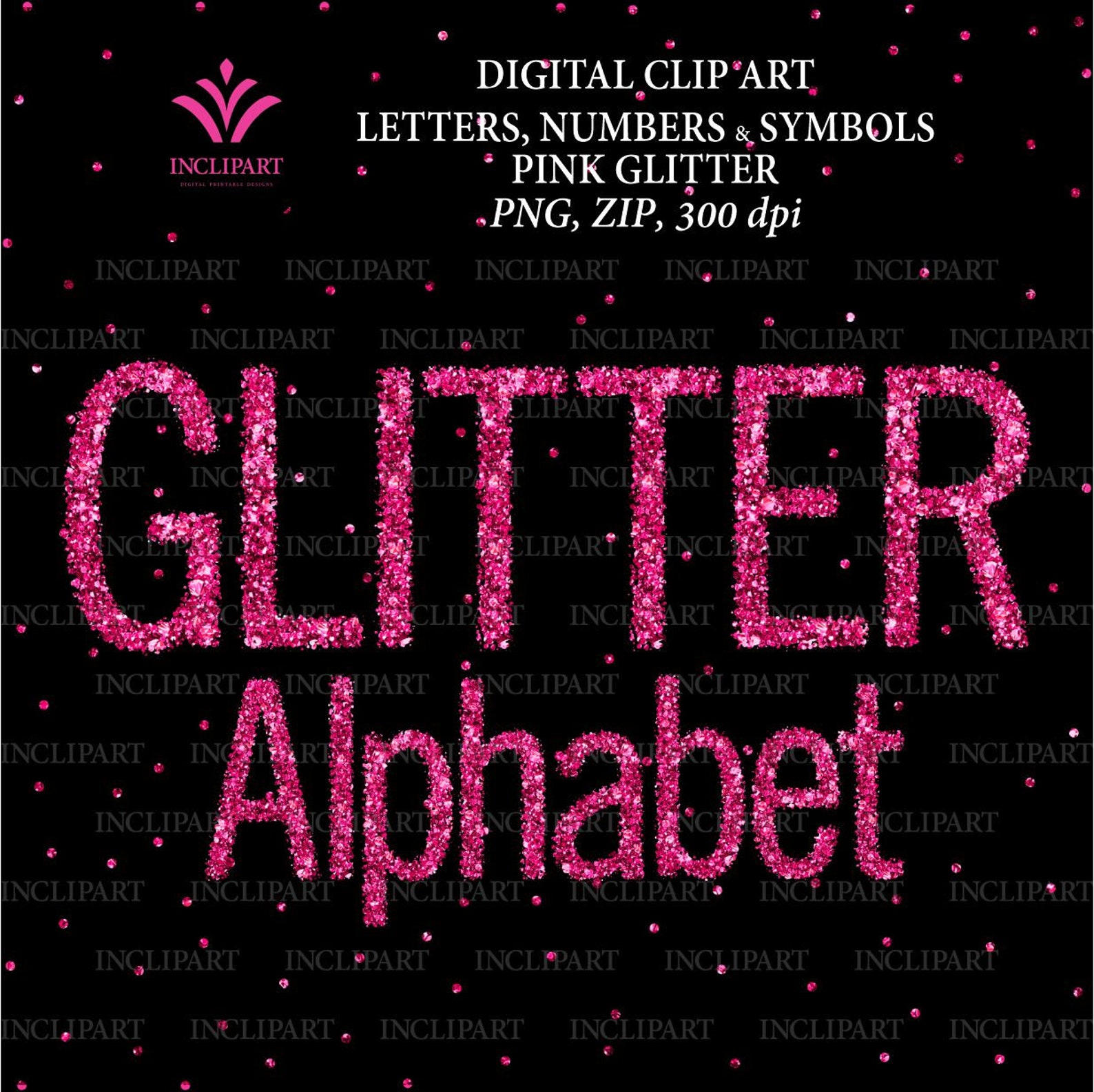 Pink Glitter Letters Numbers Symbols PNG Files Digital Clip | Etsy