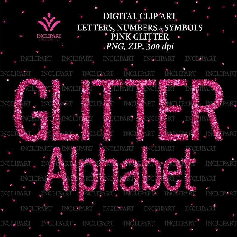 Pink Glitter Letters Numbers Symbols PNG Files Digital Clip - Etsy UK