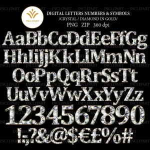 Crystal / Diamond & Gold Alphabet PNG Files Digital Clip Art. Diamond ...