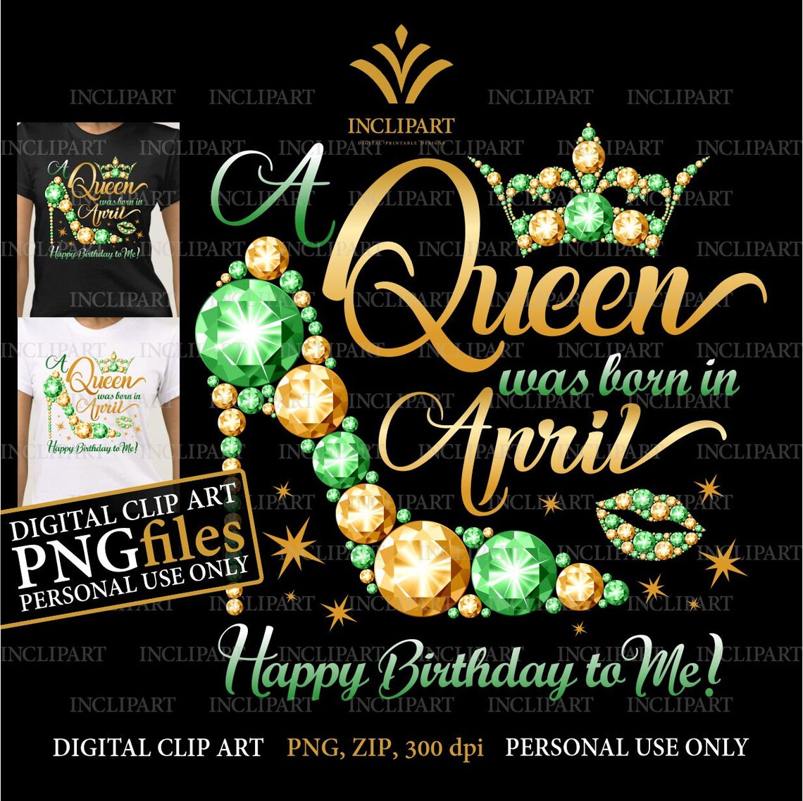 A Queen Was Born in April Digital Clipart PNG Format. Birthday - Etsy