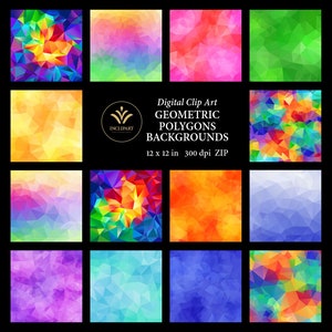 Geometric Background Digital Paper Clip Art. Abstract Polygons ...