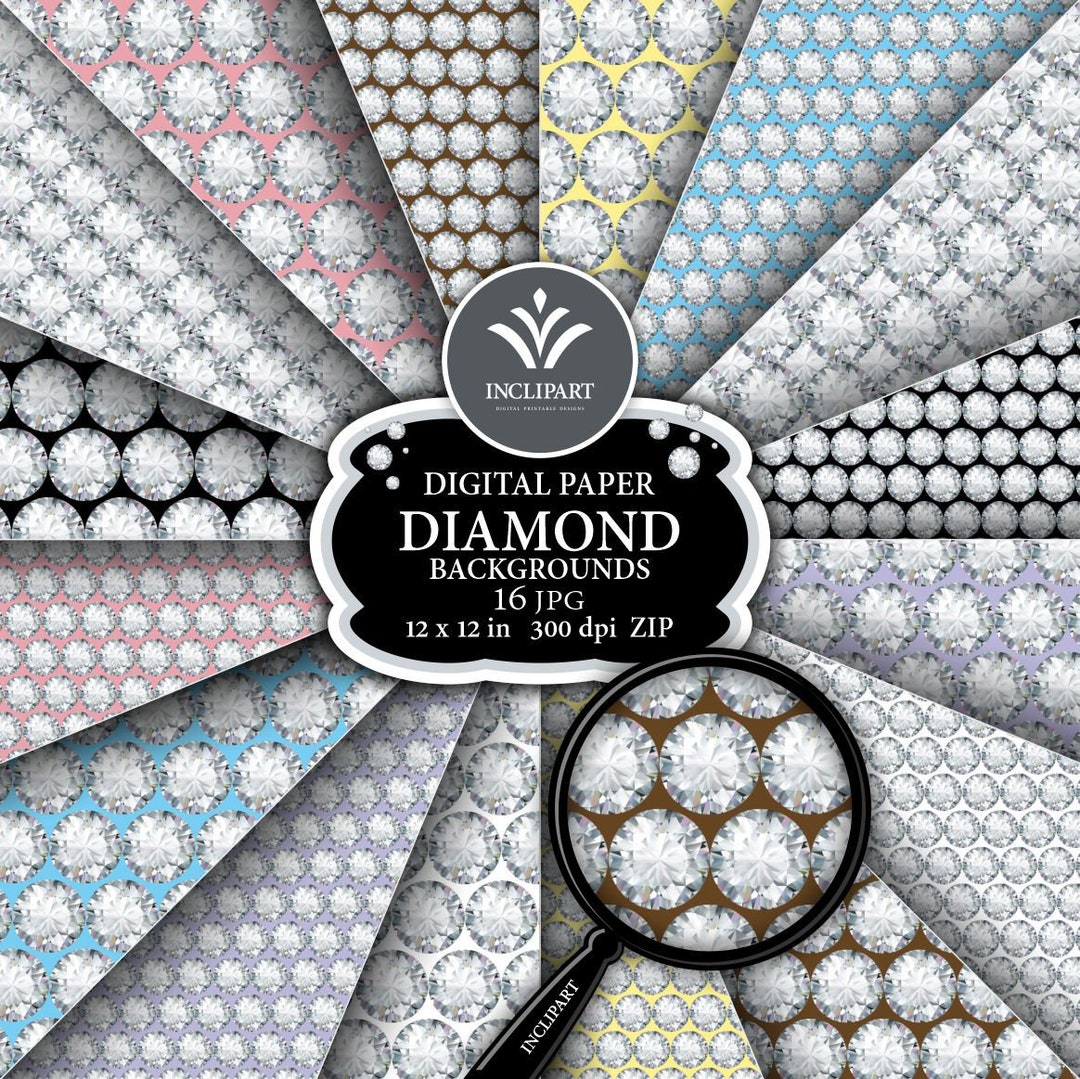 Diamond Digital Paper, Backgrounds Clipart JPG File Format. Blink ...