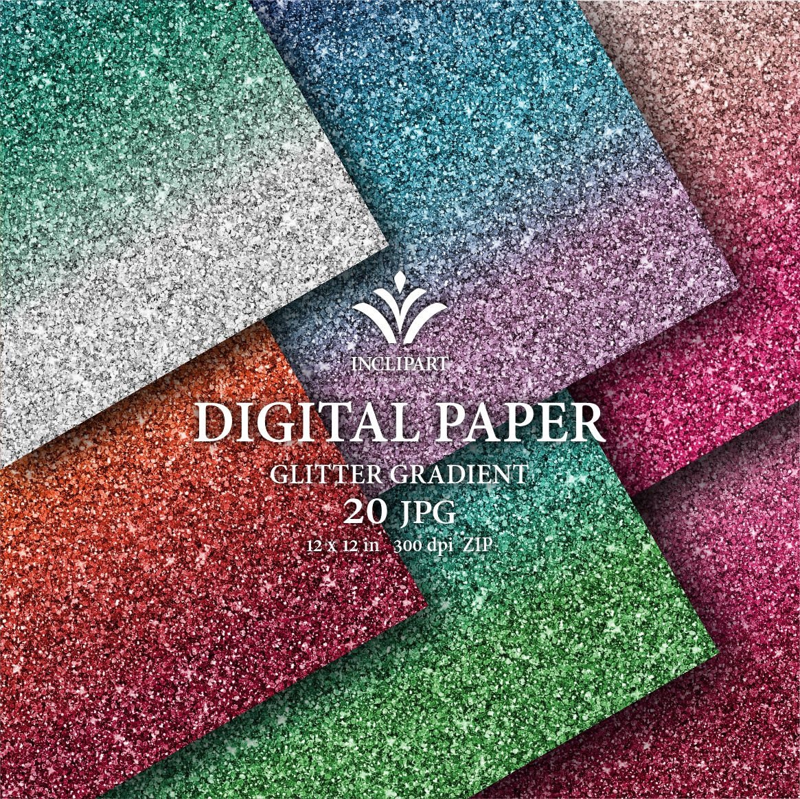 Glitter Gradient Digital Paper Clip Art. Set of 20 JPG glitter | Etsy