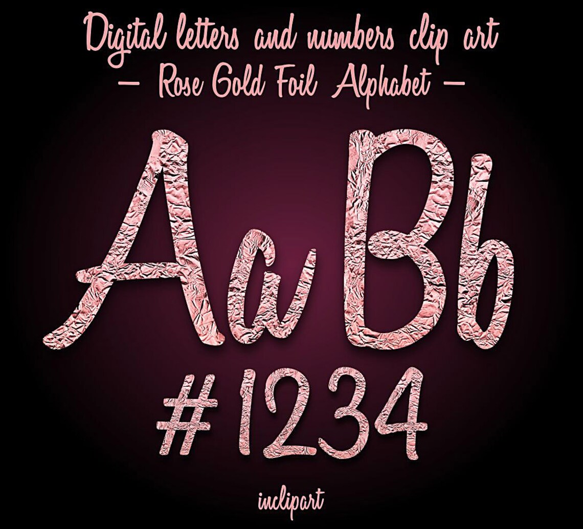 Rose Gold Foil Alphabet Clipart. Crumpled Gold Foil Letters | Etsy