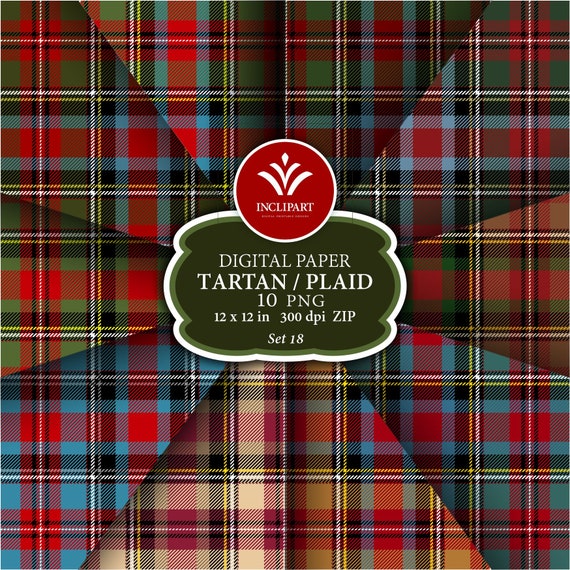 Tartan Digital Paper Clipart PNG File Format. Carolina Tartan | Etsy