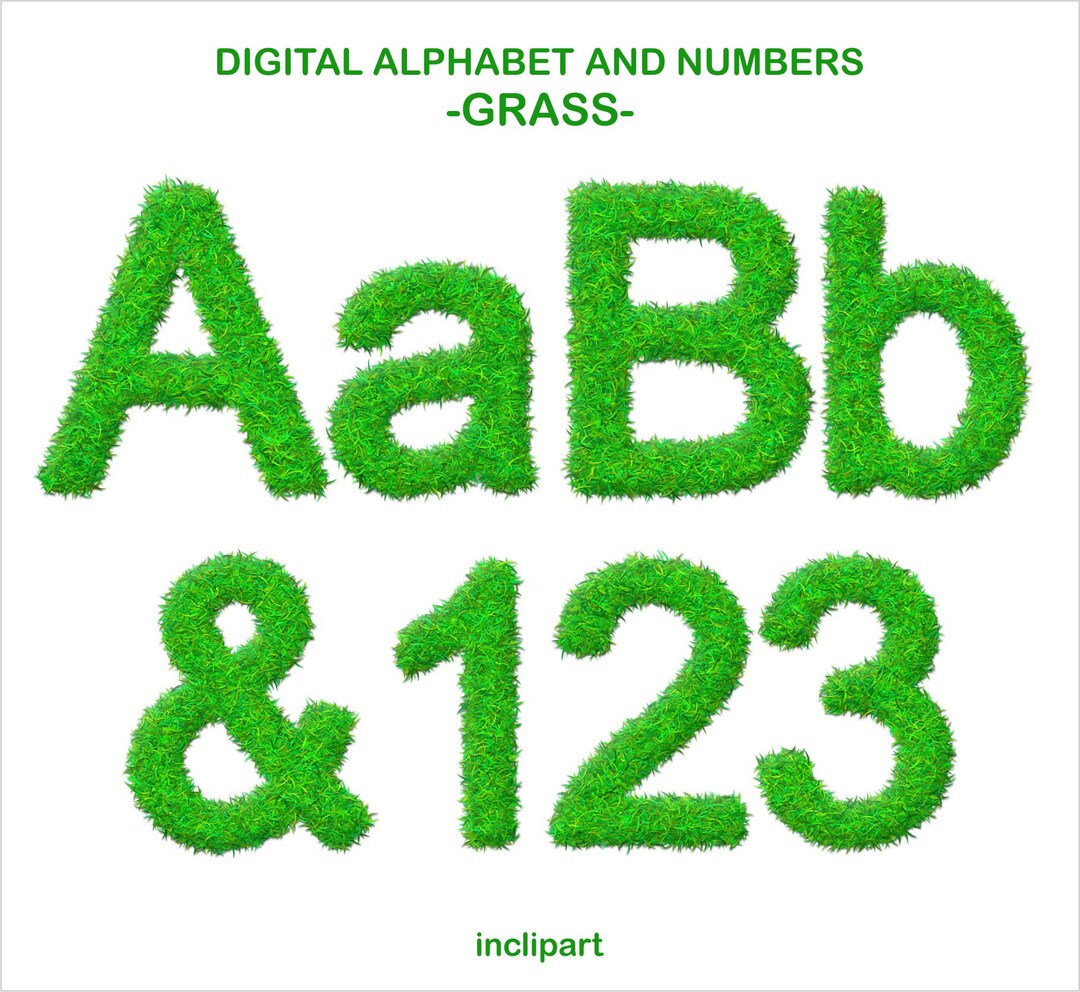Grass Alphabet and Number Clipart. Green Grass Letters Numbers Clip Art ...