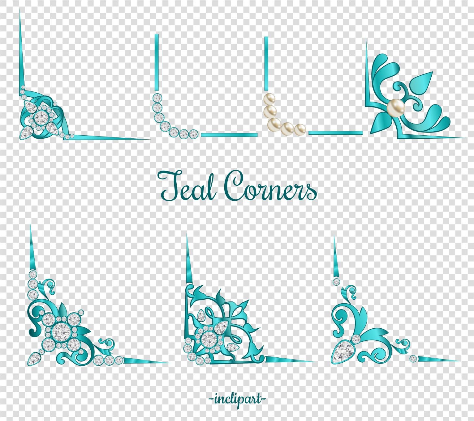 Teal Corner Page Divider Clipart. Set of 15 Various | Etsy
