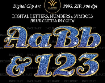 Glitter Alphabet Clipart. Letters and Numbers Digital Clip | Etsy