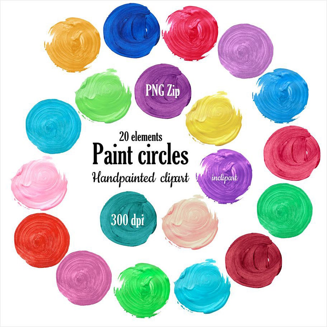 Clipart Paint Circles. Digital Hand Painted Oil, Acrylic Circle ...