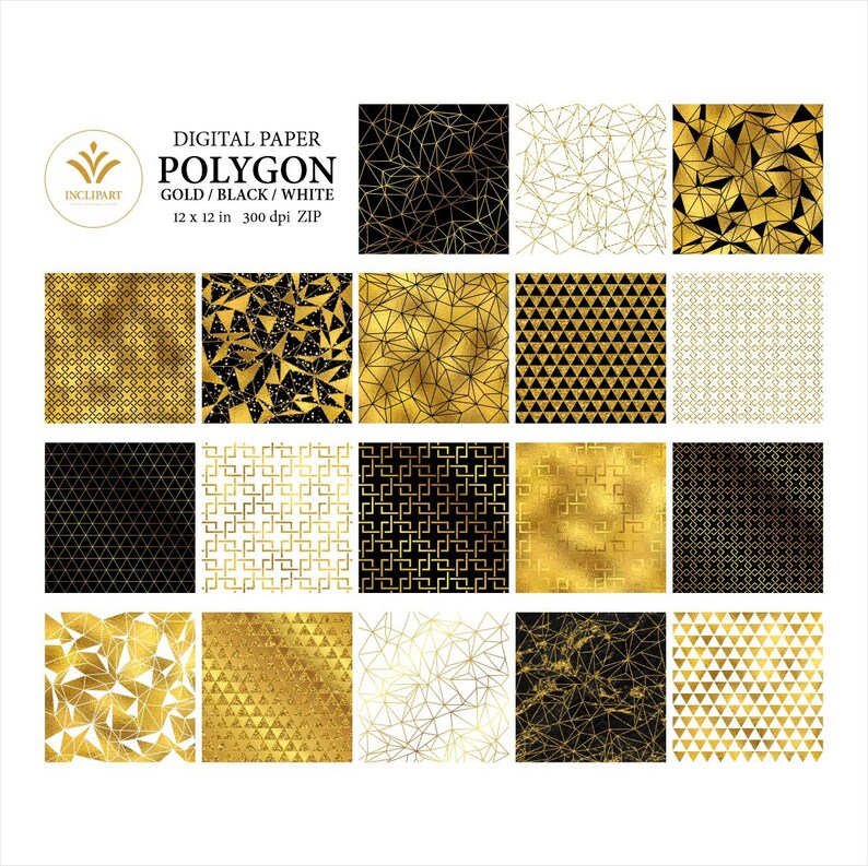 Geometric Polygon Backgrounds Digital Paper Clip Art. | Etsy