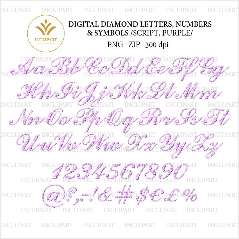 Diamond Alphabet Script Digital Clip Art PNG. Letters - Etsy UK