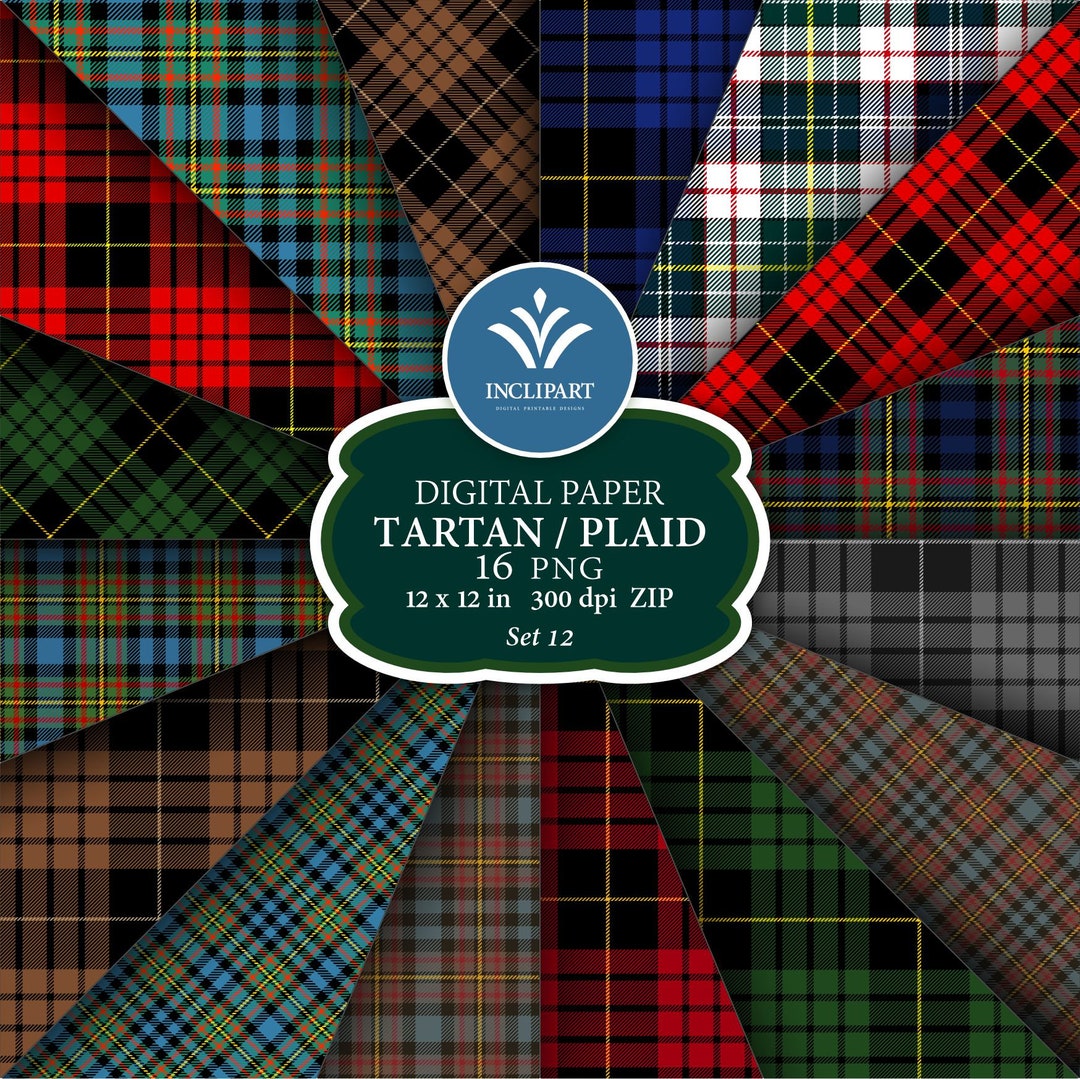 Tartan Digital Paper Digital Clipart. Scottish Plaid, Tartan PNG Files ...