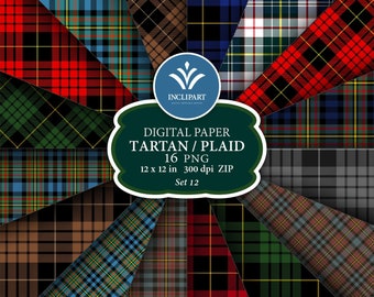 Tartan Digital Paper Clipart. Scottish Plaid, Tartan Clipart. Seamless ...