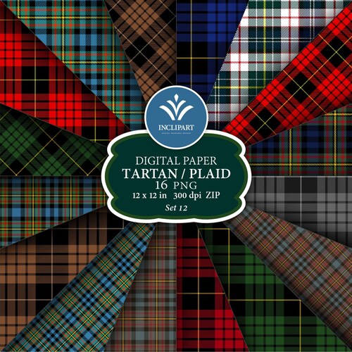 Tartan Digital Paper Clipart. Scottish Plaid Tartan Clipart. - Etsy