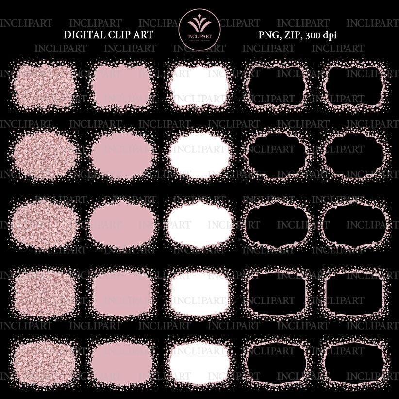 Rose Gold Diamond Frames, Overlay Digital Clipart PNG. Digital Sparkle ...