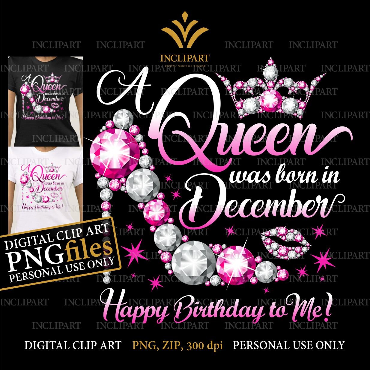 A Queen Was Born in December Digital Clipart PNG Format. - Etsy