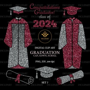 Graduation Clip Art. Cap, Gown, Scroll Year Clipart. Congratulations ...