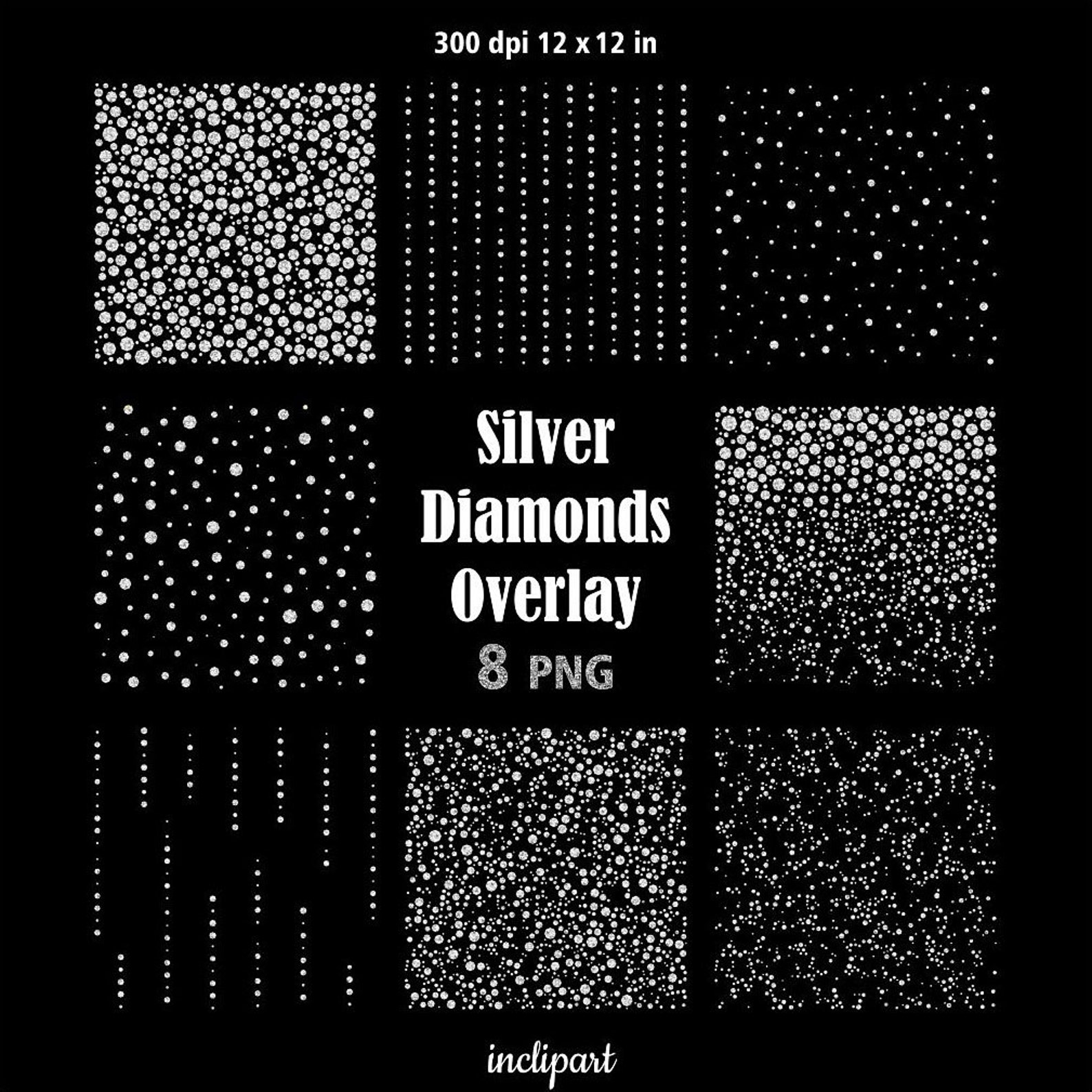 Diamond Overlay Clipart. Silver Diamond Rhinestone Overlay - Etsy UK