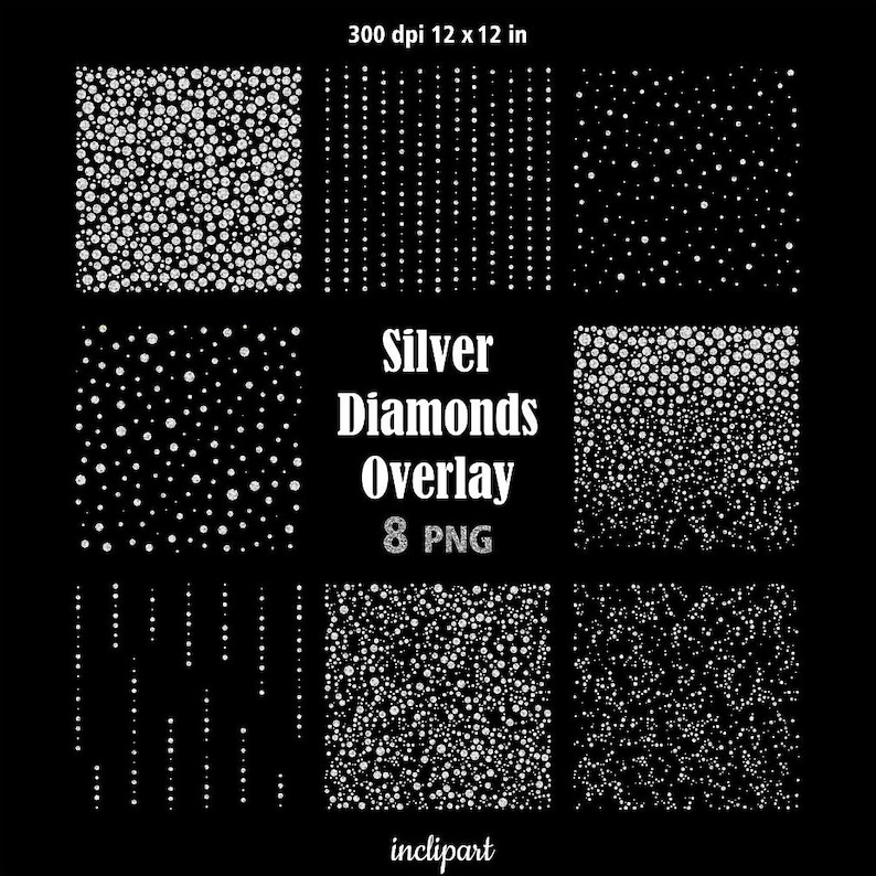 Diamond Overlay Clipart. Silver Diamond Rhinestone Overlay - Etsy UK